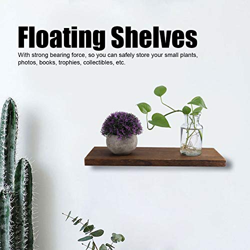 AMONIDA Floating Shelves, Brown Paulownia Wall Mounted Floating Wall Shelves, Rustic Wood Wall Shelves, Storage Shelves for Bedroom, Living Room, Bathroom, Kitchen, Office and More(11.8x5.5x0.8in)