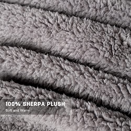 LAGHCAT Sherpa Thick Blanket, Double Side Sherpa Fleece Blanket, Cozy Warm Sherpa Throw Blanket in The Whole Winter. Fuzzy Fluffy Soft Twin Size Grey Blanket Suitable for Couch Bed(60"x80")