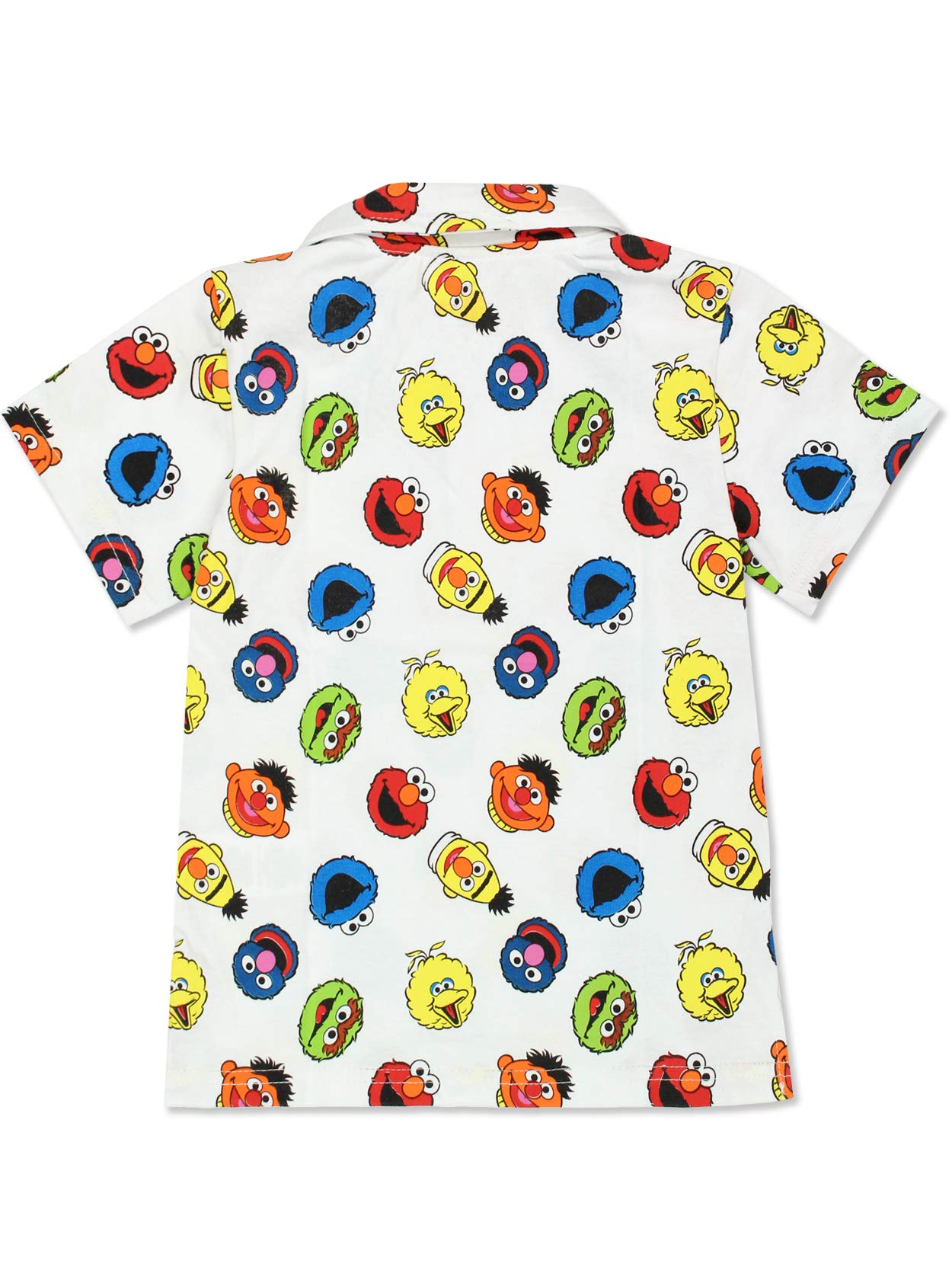 Sesame Street Boys Half Button Shirt for Infant and Toddler White/Multi