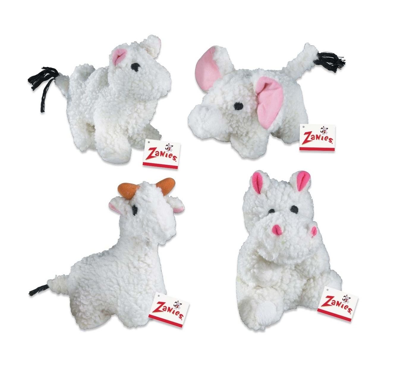 Zanies Fleecy Friends Soft Squeaker Dog Toy Camel Hippo Elephant Llama or Set of 4 Toys(Full Set of All 4 Toys)