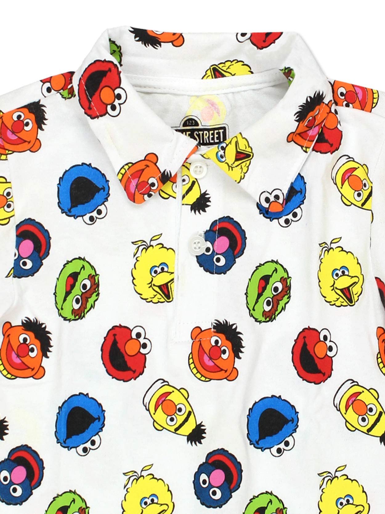 Sesame Street Boys Half Button Shirt for Infant and Toddler White/Multi