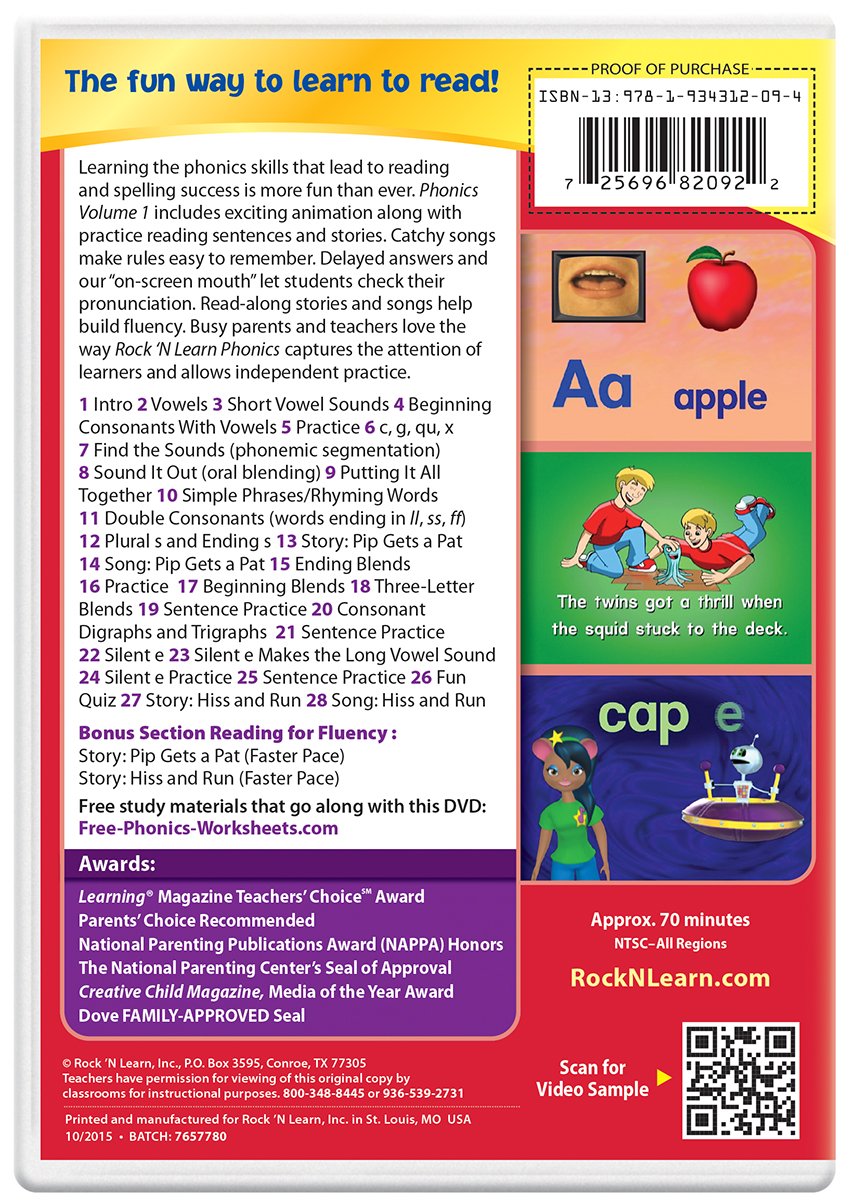 Phonics Volume 1 DVD by Rock 'N Learn