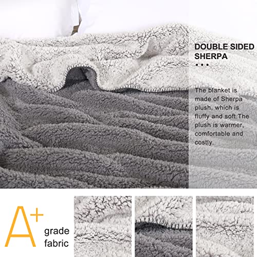 LAGHCAT Sherpa Thick Blanket, Double Side Sherpa Fleece Blanket, Cozy Warm Sherpa Throw Blanket in The Whole Winter. Fuzzy Fluffy Soft Twin Size Grey Blanket Suitable for Couch Bed(60"x80")