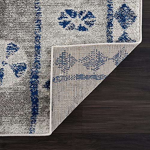 Bloom Rugs Tribal Geometric Blue Multicolor Runner - Boho 10 ft Runner for Entryways and Hallways (2'7" x 10')