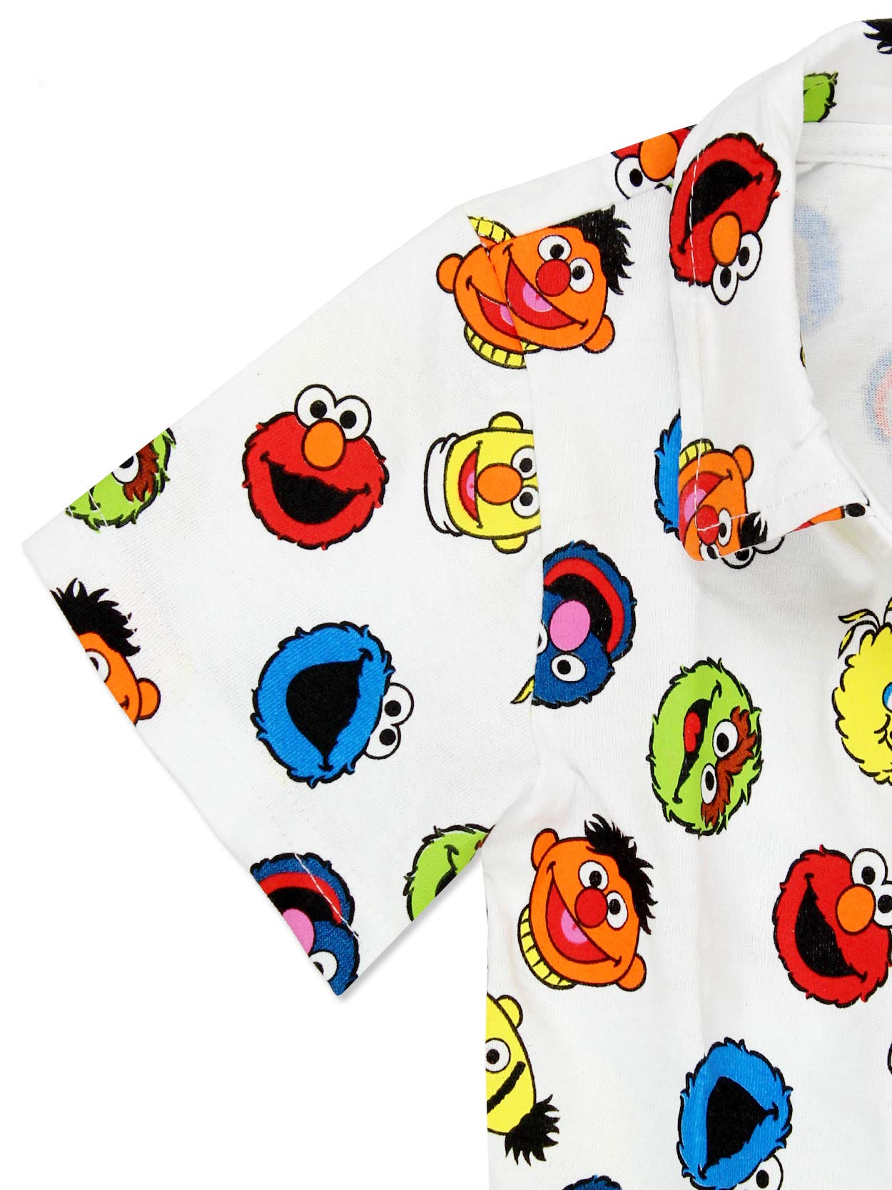 Sesame Street Boys Half Button Shirt for Infant and Toddler White/Multi