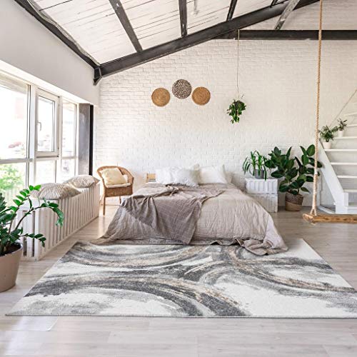 LUXE WEAVERS Abstract Gray 6x9 Geometric Area Rug, Medium Pile Modern Carpet