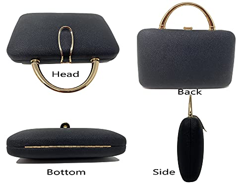 Cirilla Women PU Evening Bag Clutch Purse Crossbody Bag With Handle and Detachable Chain Strap for Wedding Cocktail Party, Banquet (Black)