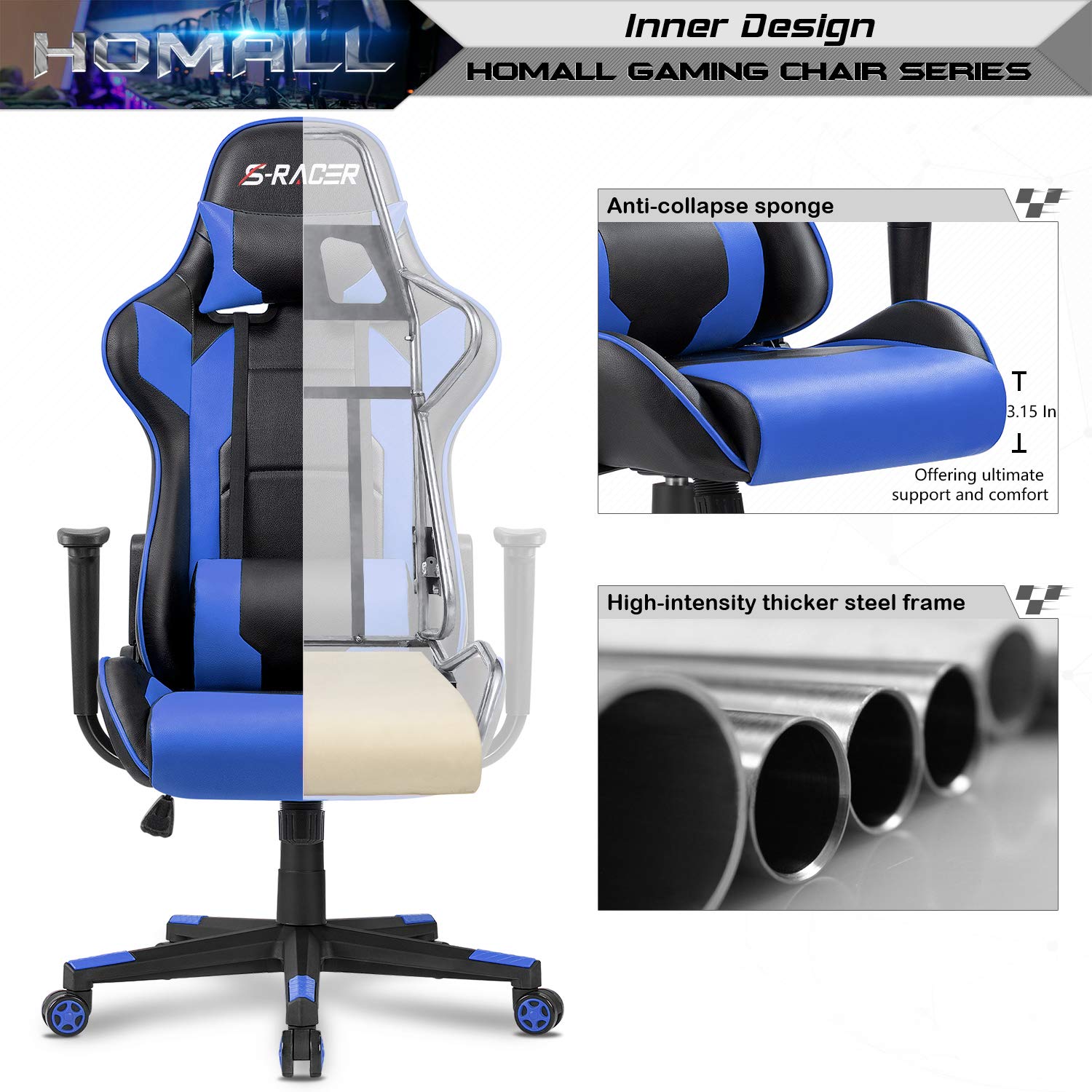Homall Arms Back Support Adjustable Floor Adults Teens Lazy Sofa Lounger Chair, Light Green