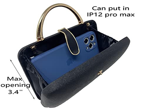 Cirilla Women PU Evening Bag Clutch Purse Crossbody Bag With Handle and Detachable Chain Strap for Wedding Cocktail Party, Banquet (Black)