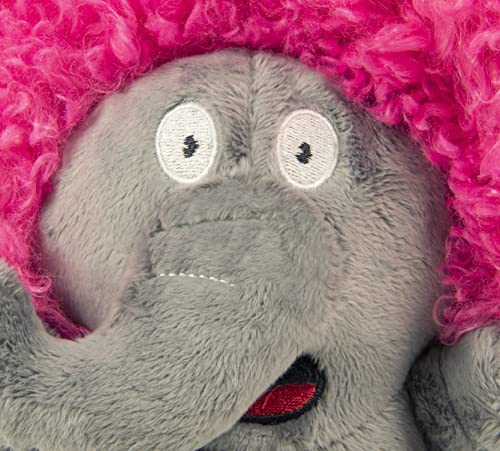 goDog Crazy Hairs Elephant Silent Squeak Plush Dog Toy, Chew Guard Technology - Gray, Large