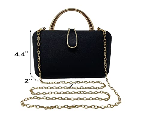 Cirilla Women PU Evening Bag Clutch Purse Crossbody Bag With Handle and Detachable Chain Strap for Wedding Cocktail Party, Banquet (Black)