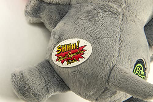 goDog Crazy Hairs Elephant Silent Squeak Plush Dog Toy, Chew Guard Technology - Gray, Large