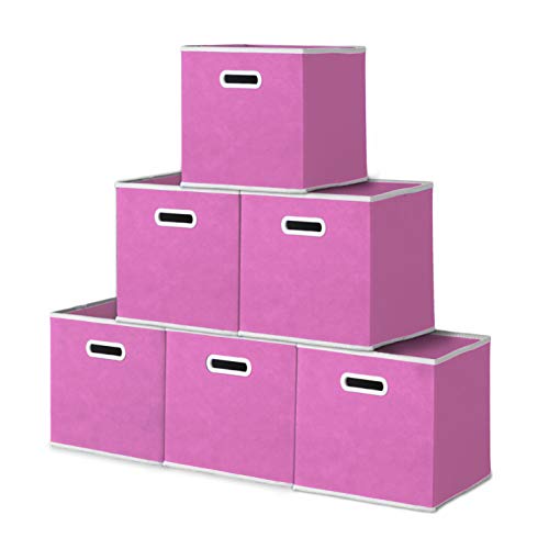 11" Fabric Storage Bin (pack of 6) (Pink)