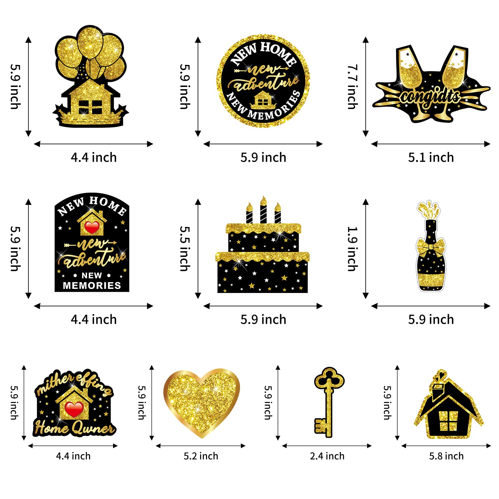 30pcs Housewarming Party Hanging Swirls Decorations, Black Gold House Warming Sign Decor, New Home Sweet Home Housewarming Theme Party Supplies