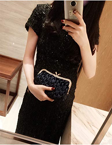 Debutante Evening Bag Black Women Clutch Bag With Chain Shoulder Strap Shoulder Bag