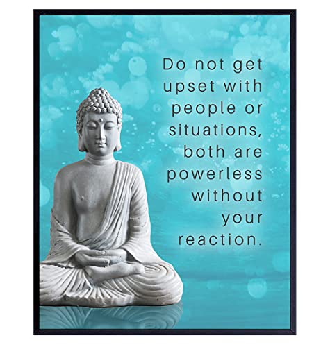 Buddha Decor - Zen Wall Art - Meditation Picture Print Home Decoration for Spa, Living Room, Yoga Studio, Bedroom - Inspirational New Age Quote Saying - Gift for Women, Buddhism Fan, Buddhist - 8x10