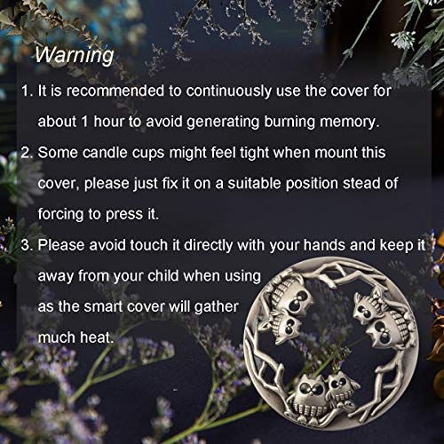 UCINNOVATE Candle Toppers Jar Candle Accessories Shades Sleeves for Jar Candles, Prefect Gift for Halloween Thanksgiving Christmas Candle Lover(Sliver Antique Owl Patterns)