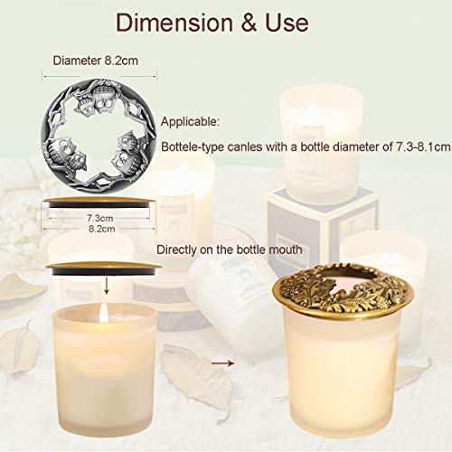 UCINNOVATE Candle Toppers Jar Candle Accessories Shades Sleeves for Jar Candles, Prefect Gift for Halloween Thanksgiving Christmas Candle Lover(Sliver Antique Owl Patterns)
