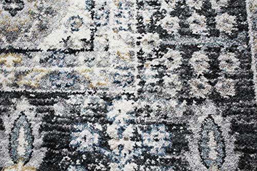 Bashian Collection Area Rug - Luxury Power Loom Polyester - Home Decor for Runner Rug, Entryway Rug, Living Room Rugs, 2.6’ x 8’, Ivory/Charcoal