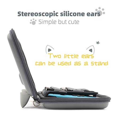 GeekShare Cat Ears Carry Case Compatible with Nintendo Switch/Switch OLED - Portable Hardshell Slim Travel Carrying Case fit Switch Console & Game Accessories (Grey, Small)