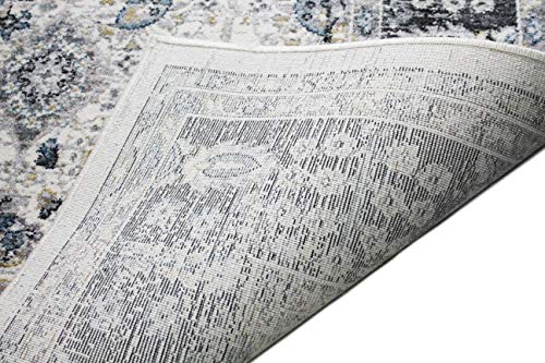 Bashian Collection Area Rug - Luxury Power Loom Polyester - Home Decor for Runner Rug, Entryway Rug, Living Room Rugs, 2.6’ x 8’, Ivory/Charcoal