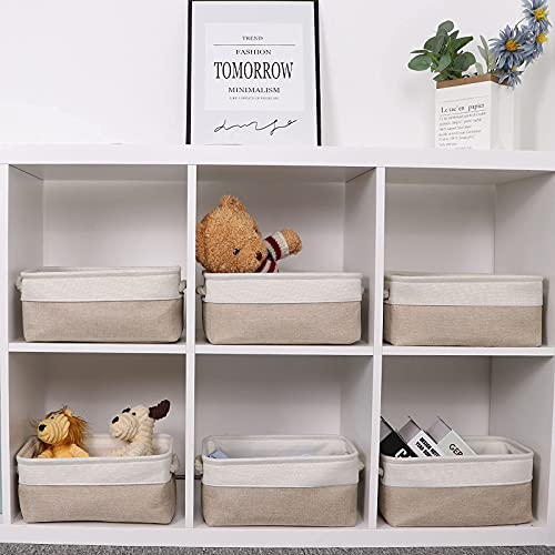Bidtakay Baskets Set Fabric Storage Bins-Beige Bundled Baskets of 2 Large Baskets 16" X 11.8" X 11.8" + 6 Small Baskets 11.8" X 7.8" X 5"
