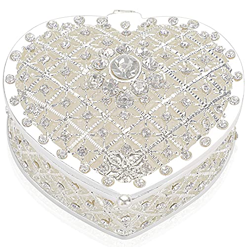 ELLDOO Heart Shape Jewelry Box Wedding Box Keepsake Box Ring Earring Small Trinket Storage Organizer Box for Girls Women Wedding Brithday Gift