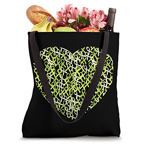 Lymphoma Cancer Awareness Lime Ribbon Heart Gift Support Fig Tote Bag