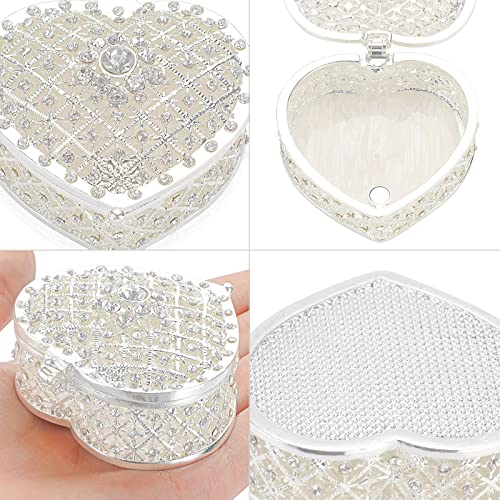 ELLDOO Heart Shape Jewelry Box Wedding Box Keepsake Box Ring Earring Small Trinket Storage Organizer Box for Girls Women Wedding Brithday Gift