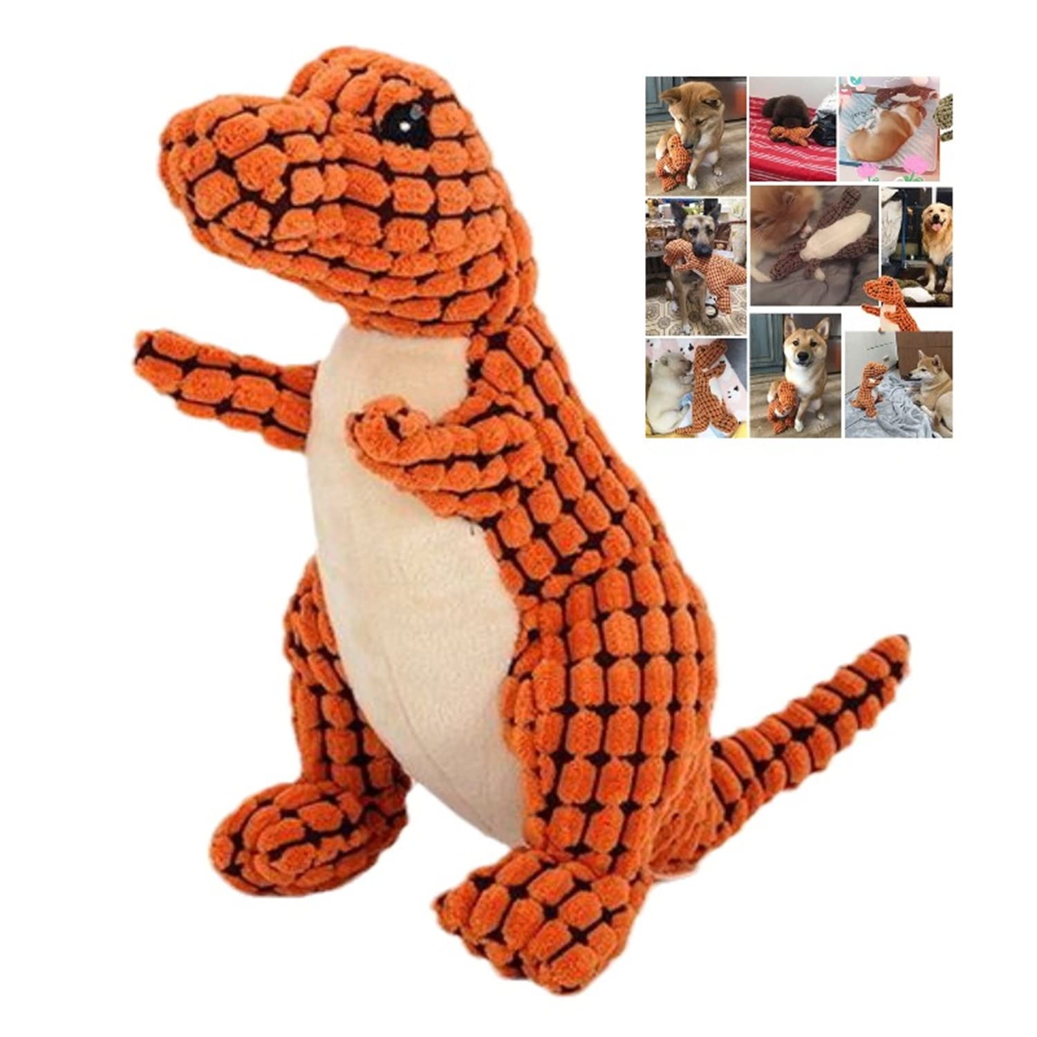 2023 New Indestructible Robust Dino, Durable Interactive Robustdino Dog Toy, Squeaky Dog Toys For Aggressive Chewers, Soft Dog Toys, Unbreakable Stuffed Plush Dog Toys Aggressive Chewers (A ORANGE)