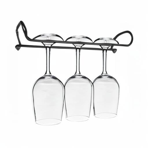 eastbao Wine Glass Rack Under Cabinet Shelf Glasses Holder Storage With Drying Stemware Rack Under Counter Wine Glass Holder Metal Hanger Steamware Wine Glass Hanging Rack for Bar and Kitchen Black