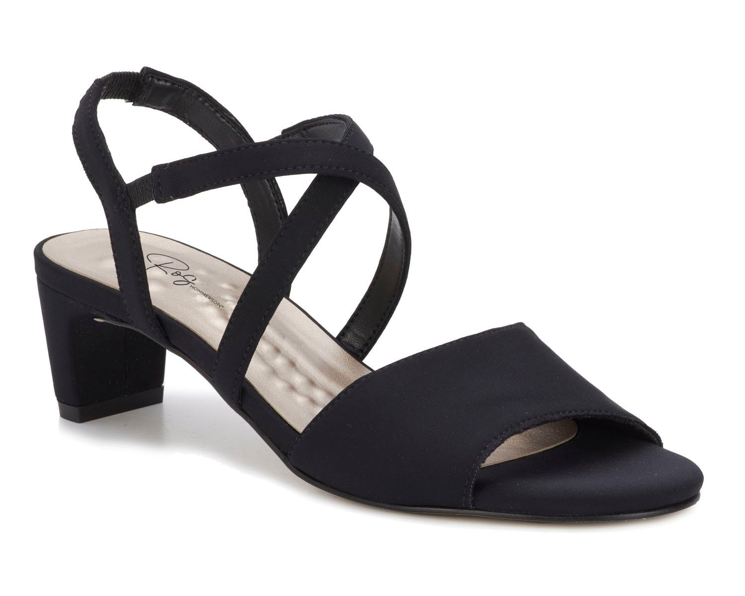 Ros Hommerson Women's Liza Comfortable Open-Toe Strappy Heel Black Microtouch 10 US Medium (B)