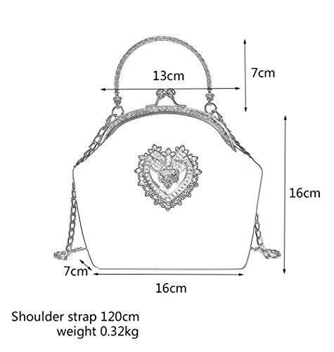 KRUIHAN Womens Handbag Retro Evening Bag Gorgeous Heart Design Bridal Wedding Party Purse Wine Red