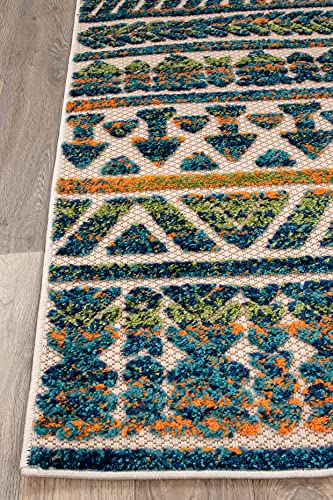 Rugshop Modern Stripes Geometric Indoor/Outdoor Area Rug 5' x 7' Multi