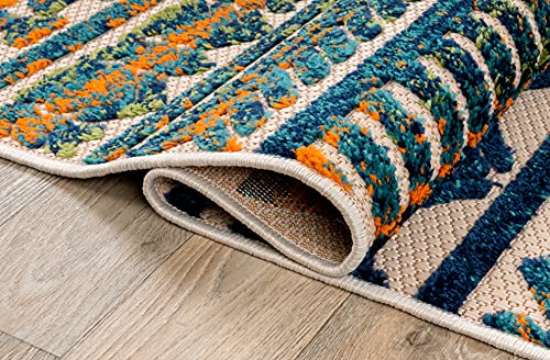 Rugshop Modern Stripes Geometric Indoor/Outdoor Area Rug 5' x 7' Multi