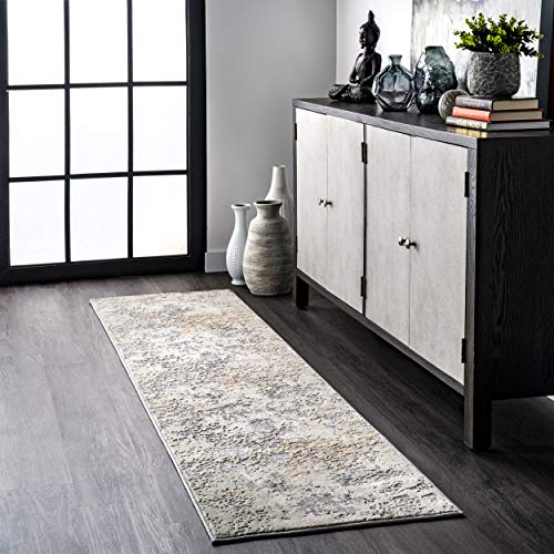 nuLOOM Abstract Contemporary Motto Runner Rug, 2' x 8', Beige