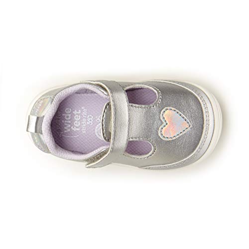 Stride Rite Baby Girls Mariella First Walker Shoe, Silver, 3 Infant