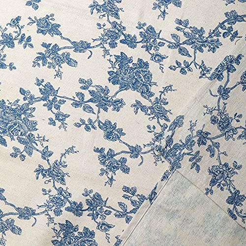 Pastoral Rectangle Tablecloth - 52 x 70 Inch - Linen Fabric Table Cloth - Washable Table Cover with Dust-Proof Wrinkle Resistant for Restaurant, Picnic, Indoor and Outdoor Dining, Floral (Dark Blue)