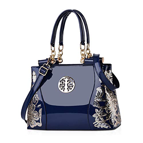 NICOLE & DORIS Patent Leather Handbags for Ladies Hobo Bag Stylish Tote Bag Women Shoulder Bags Exquisite Crossbody Bag Shopper Wedding Evening Bags Navy blue