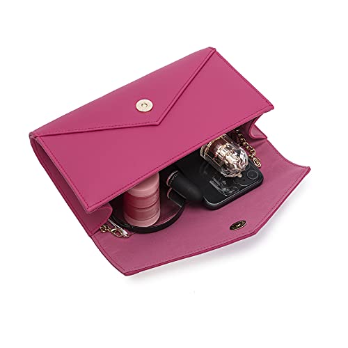 IXEBELLA Classic PU Clutch Purse for Women Dressy Party Clutch for Cocktail/Prom/Wedding (Hot Pink)