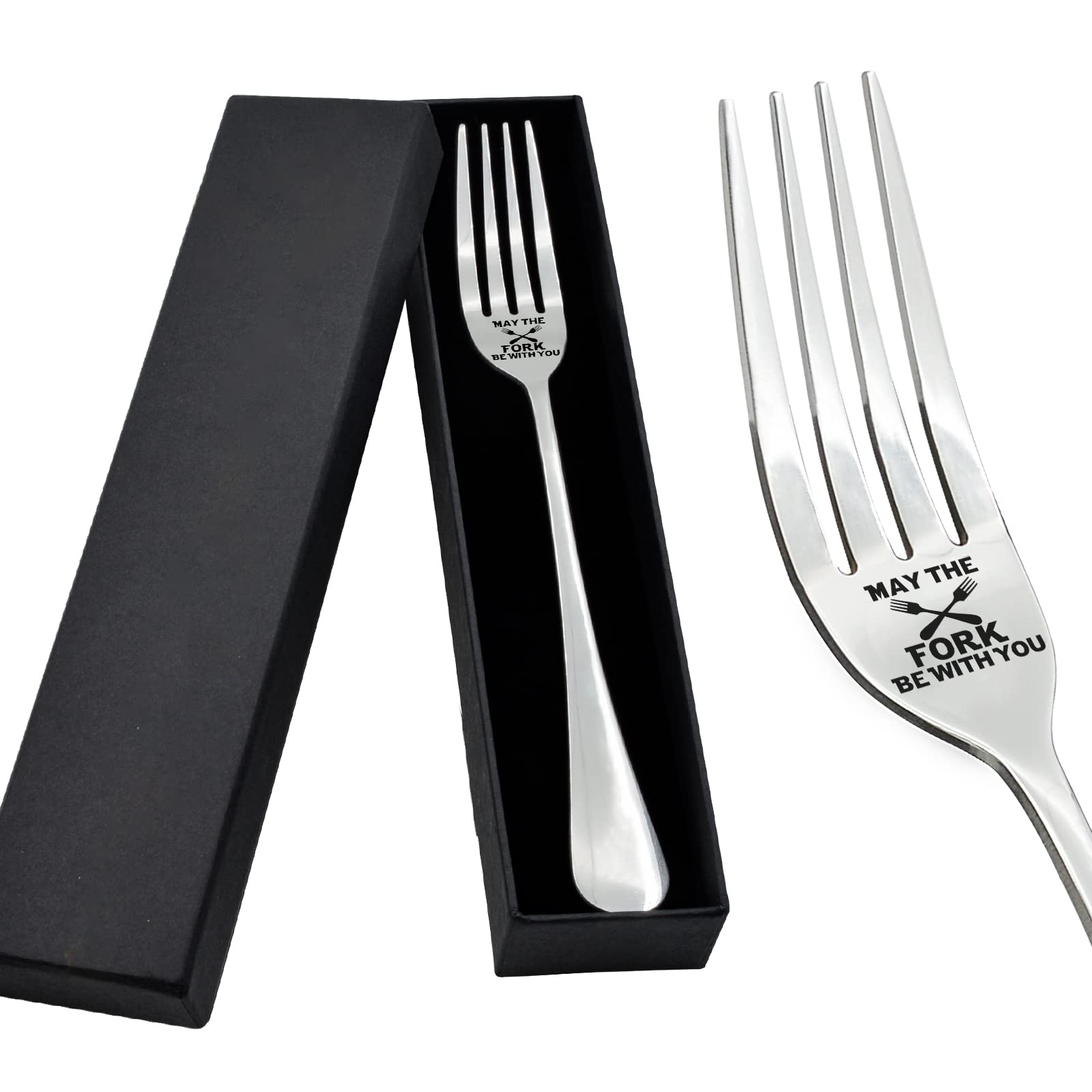 May The Fork Be With You Dinner Forks, Gifts for Star Fans, Men, Boyfriend, Girlfriend, Friends, Husband, Wife, Inspirational Christmas Birthday Valentine's Day Gifts, Funny Stainless Steel Forks