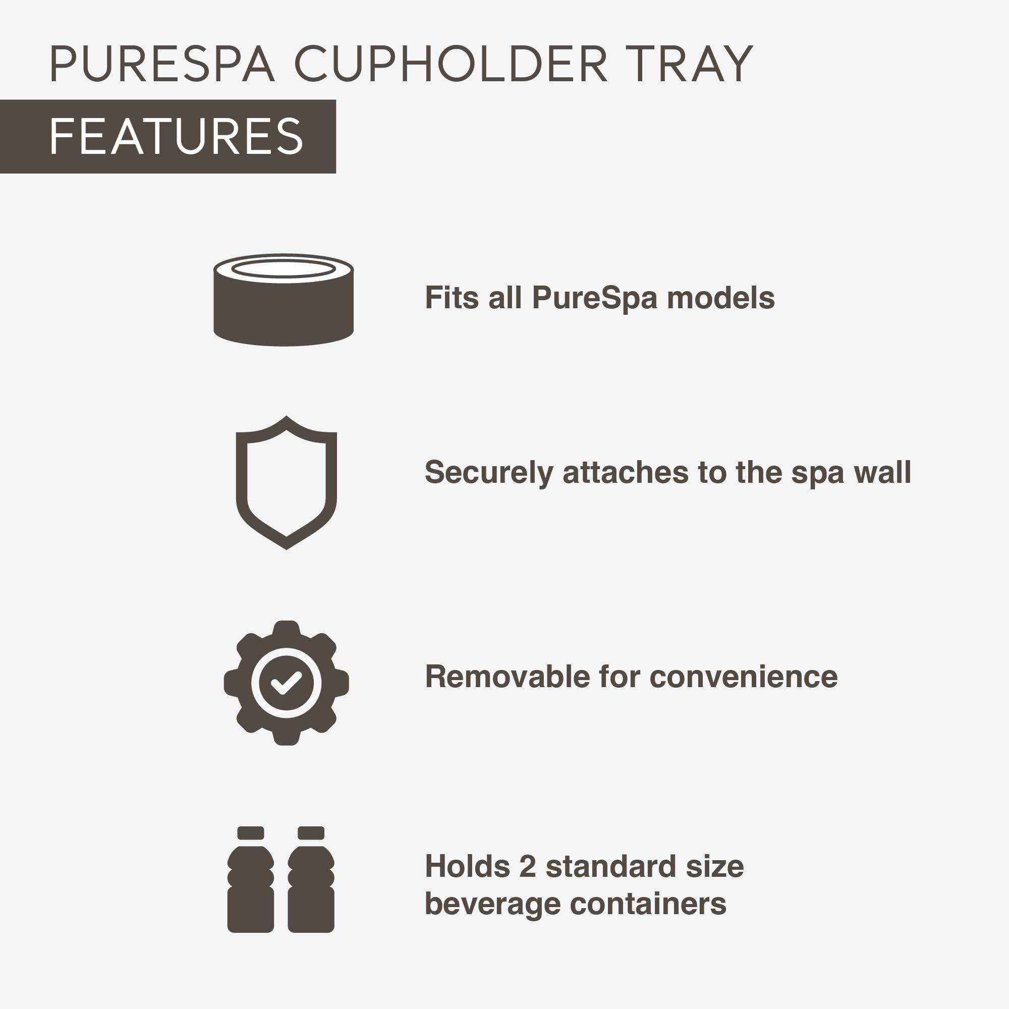 Intex PureSpa Cup Holder, Holds 2 Standard Size Beverage Containers and Refreshments