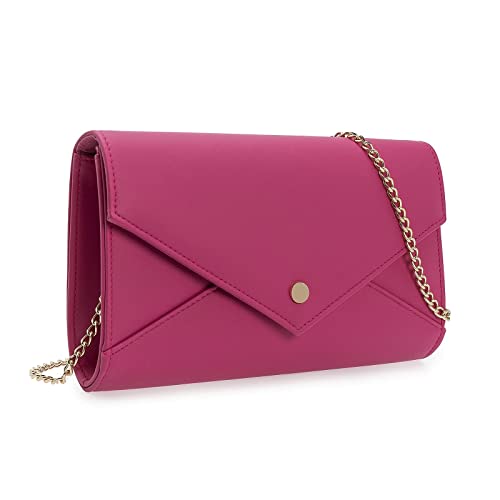 IXEBELLA Classic PU Clutch Purse for Women Dressy Party Clutch for Cocktail/Prom/Wedding (Hot Pink)