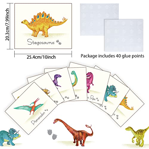 9 Pieces Dinosaur Wall Prints Dinosaurs Poster Wall Decals with Unframed Pictures Dinosaur Birthday Gift for Nursery and Kids Room Decorations