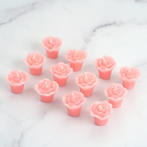 Efavormart Set of 12 Pink Mini Floating Rose Candle Ideal for Aromatherapy Weddings Party Favors Home Decoration Supplies