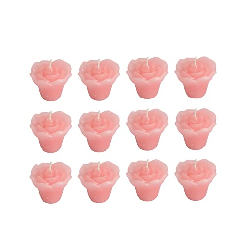 Efavormart Set of 12 Pink Mini Floating Rose Candle Ideal for Aromatherapy Weddings Party Favors Home Decoration Supplies