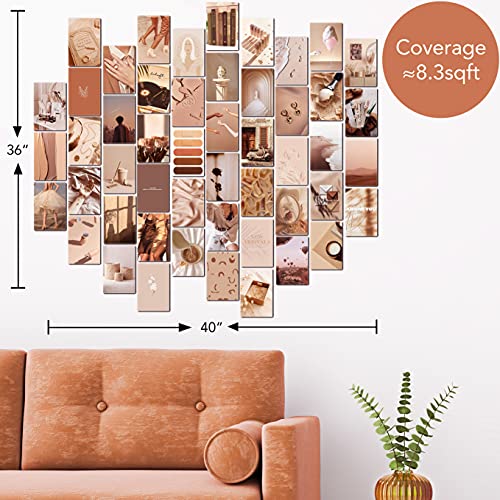 KOLL DECOR Beige Wall Collage kit Boho - 50 Set 4''x6'' Prints Aesthetic Wall Collage Kit Beige Room Decoration Tezza Collage Kit Wall Decor for Teen Girls
