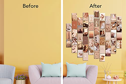 KOLL DECOR Beige Wall Collage kit Boho - 50 Set 4''x6'' Prints Aesthetic Wall Collage Kit Beige Room Decoration Tezza Collage Kit Wall Decor for Teen Girls