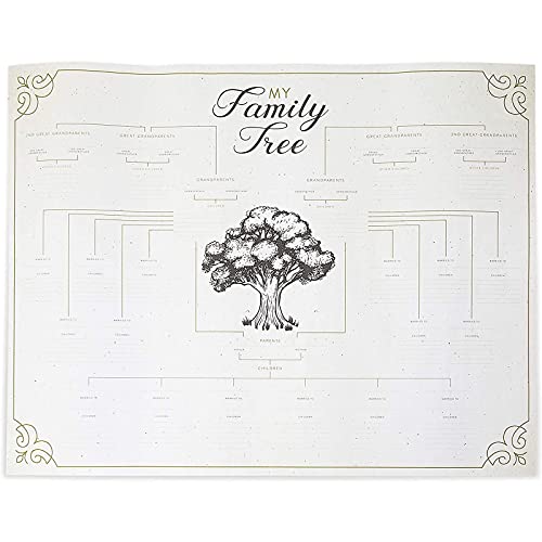 Okuna Outpost Blank Genealogy Chart, My Family Tree (17 x 22 Inches, 15 Pack)