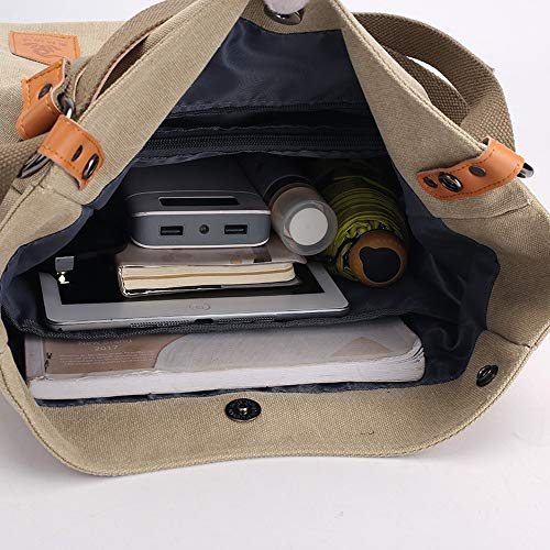 Cayla 3 Ways Canvas Purses Handbags Totes Shoulder Bag Backpack Hobo For Women (Khaki)